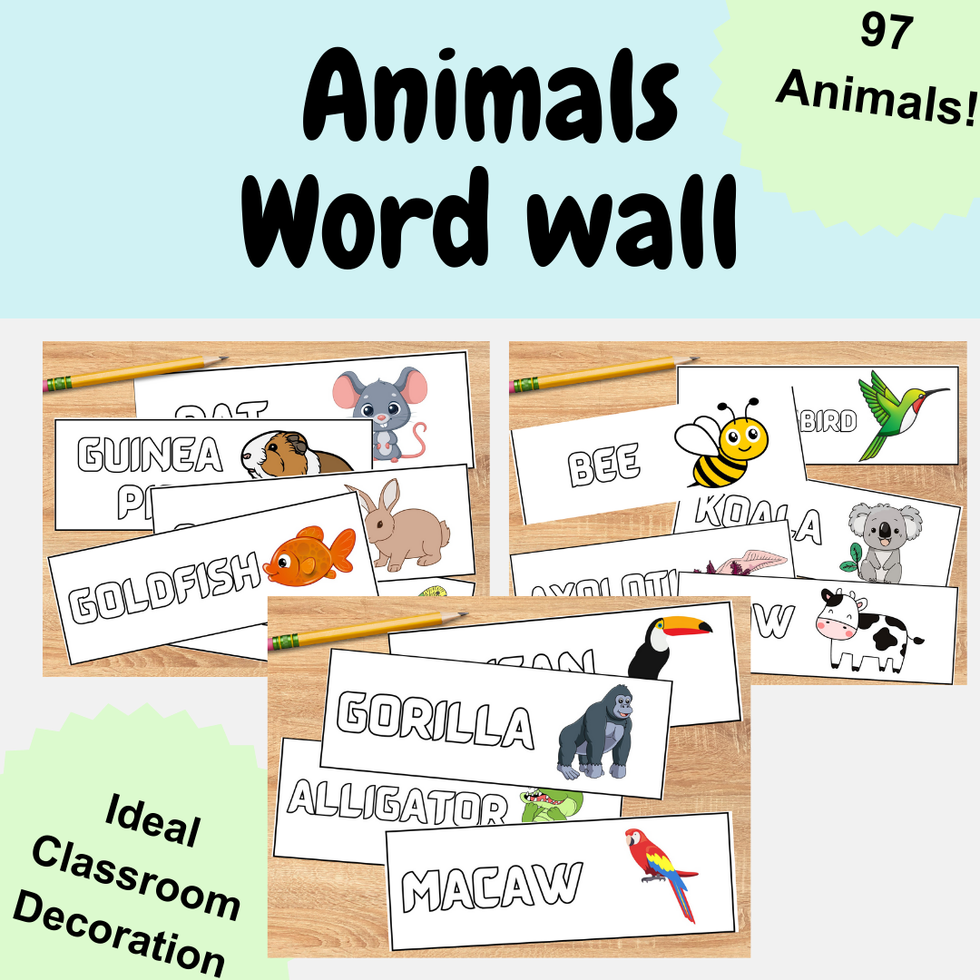 97 Animals word wall – Critters Academy
